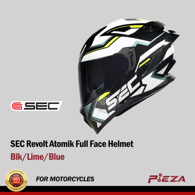 SEC Revolt V2 Full Face Helmet - Solid Gloss White (With Free Clear ...