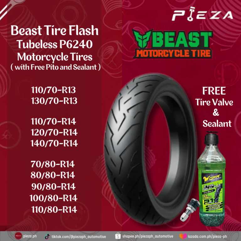Beast Tire Flash Tubeless P6240 Motorcycle Tires with Tire Valve and ...